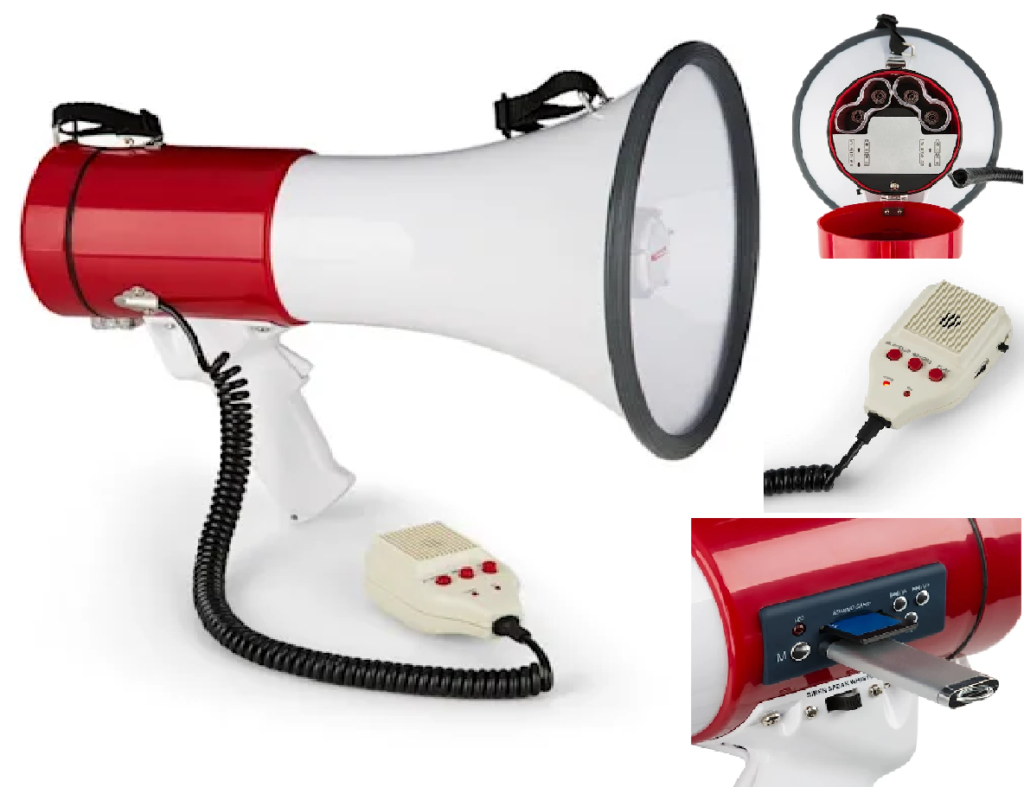 MEGAFONO USB 25W A 1200W ROJO - Electrocompu Quito