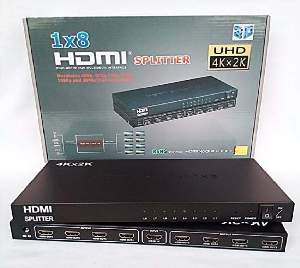SPLITER HDMI 8 PUERTOS 1.4 VELOCIDAD - Electrocompu Quito