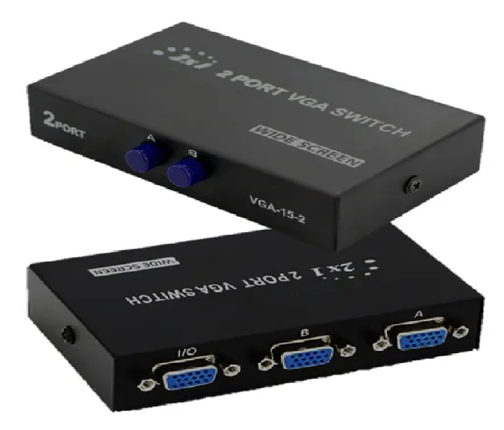 SWITCH VGA 2 PUERTOS CAJA METAL - Electrocompu Quito