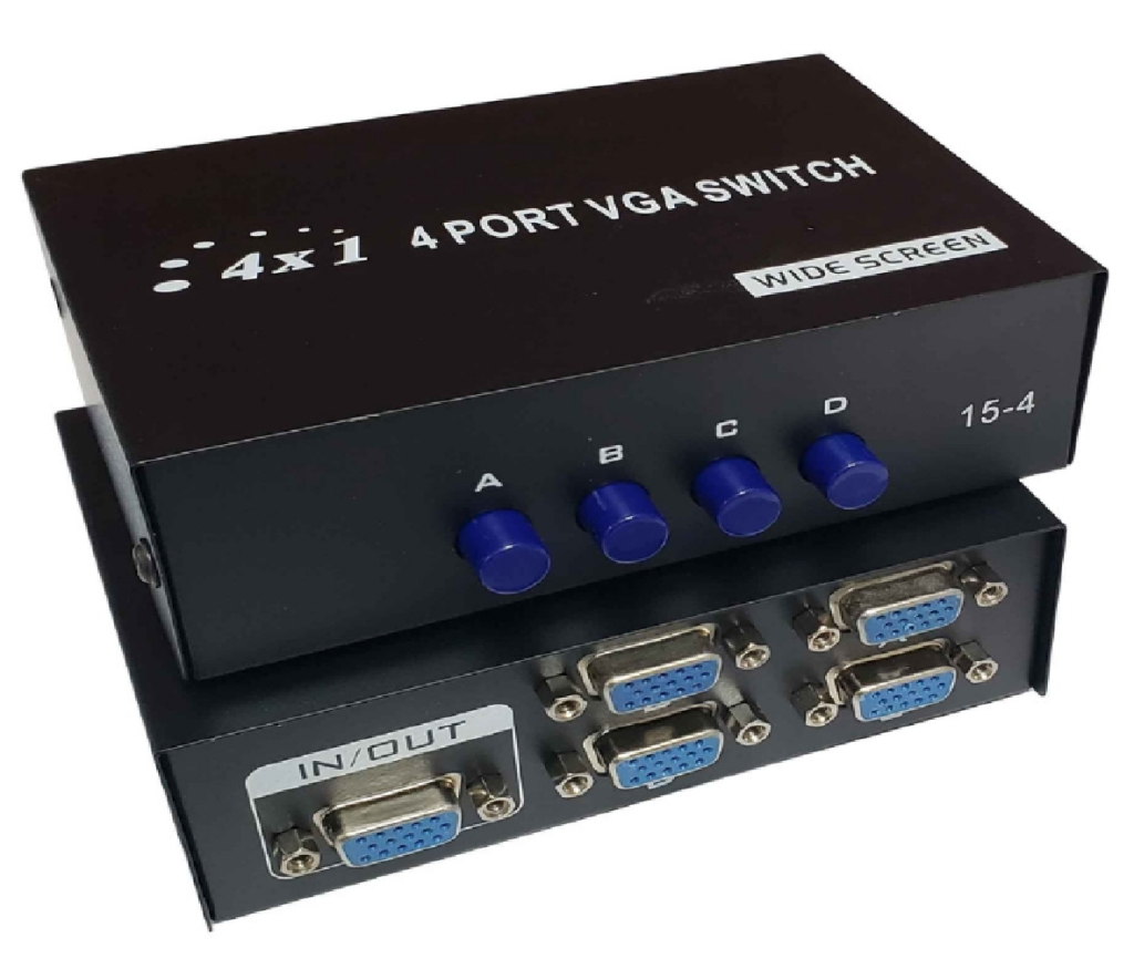 SWITCH VGA 4 PUERTOS CAJA METAL - Electrocompu Quito