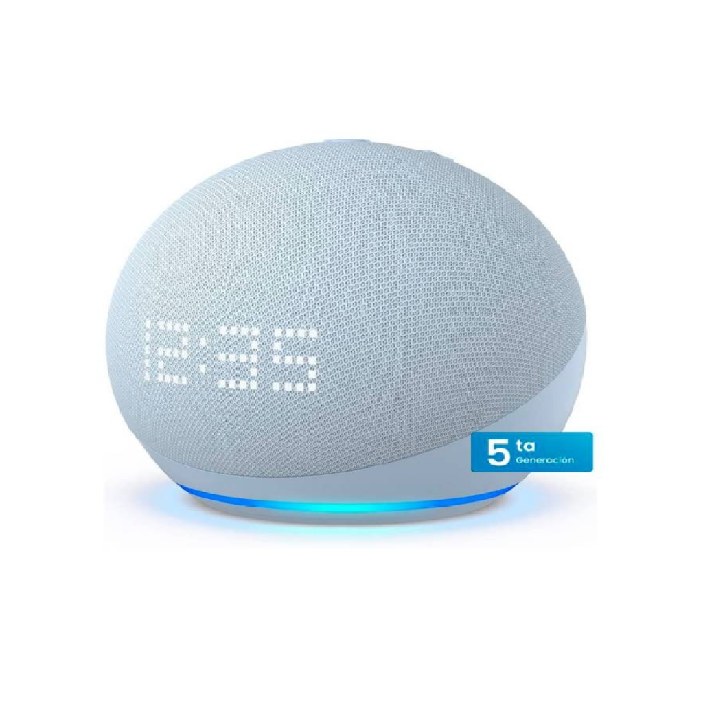 PARLANTE AMAZON ECHO DOT 5TA. GEN. INTELIGENTE CON RELOJ Y ALEXA AZUL ...